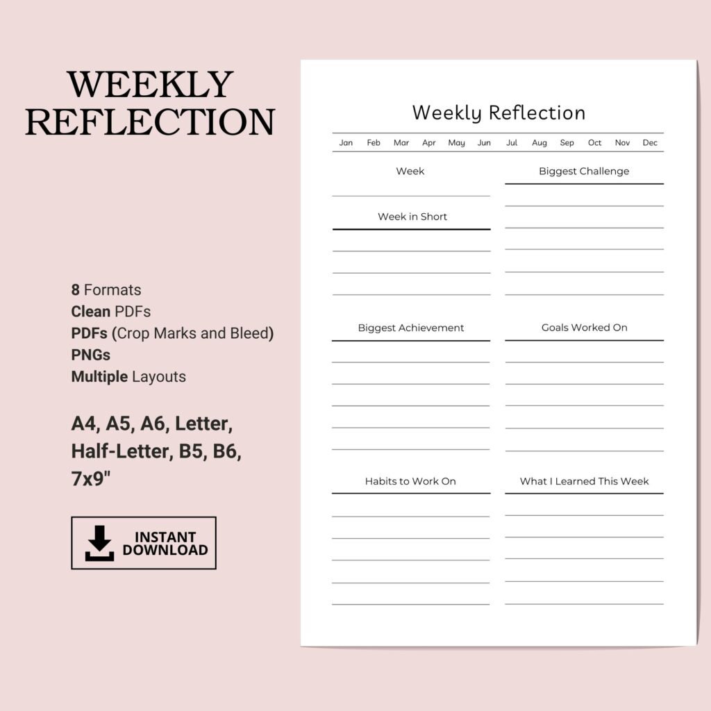 Printable Weekly Habit Tracker Inserts