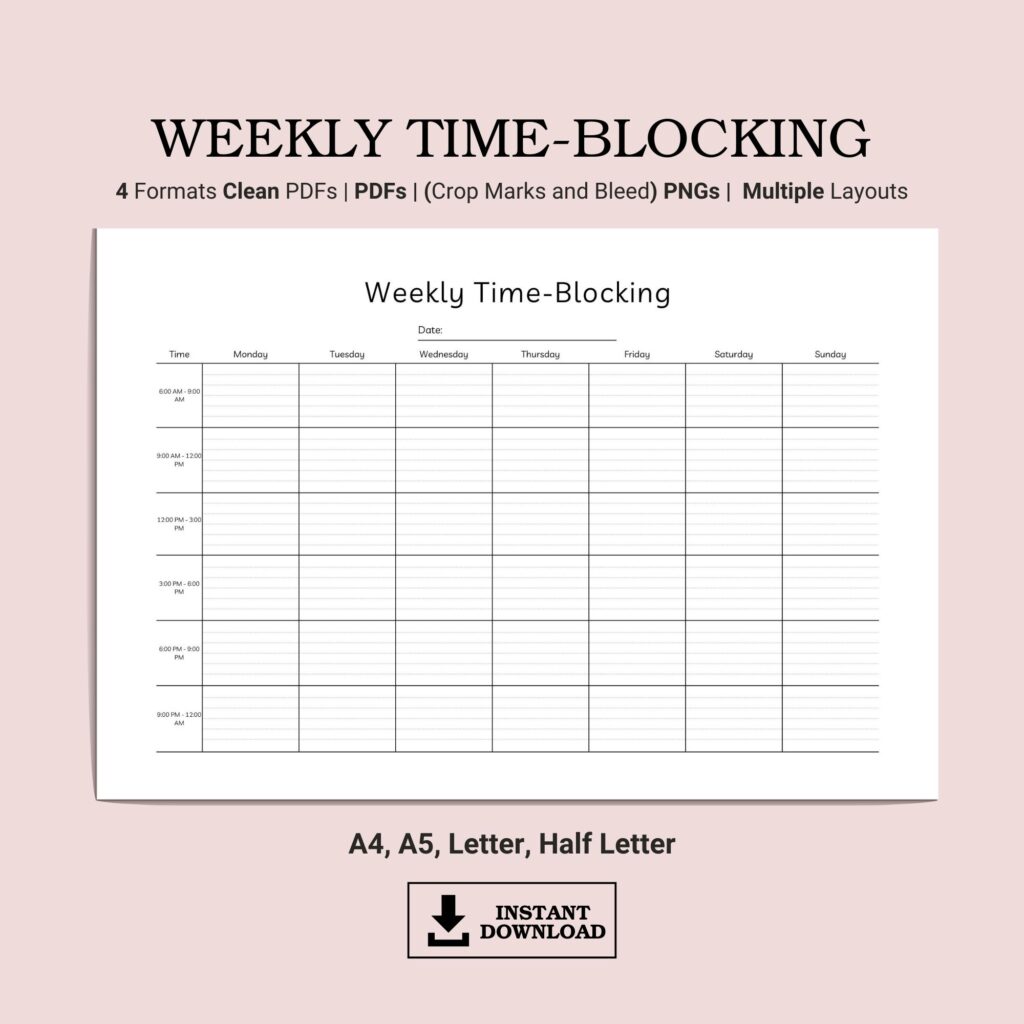 Printable Weekly Habit Tracker Inserts