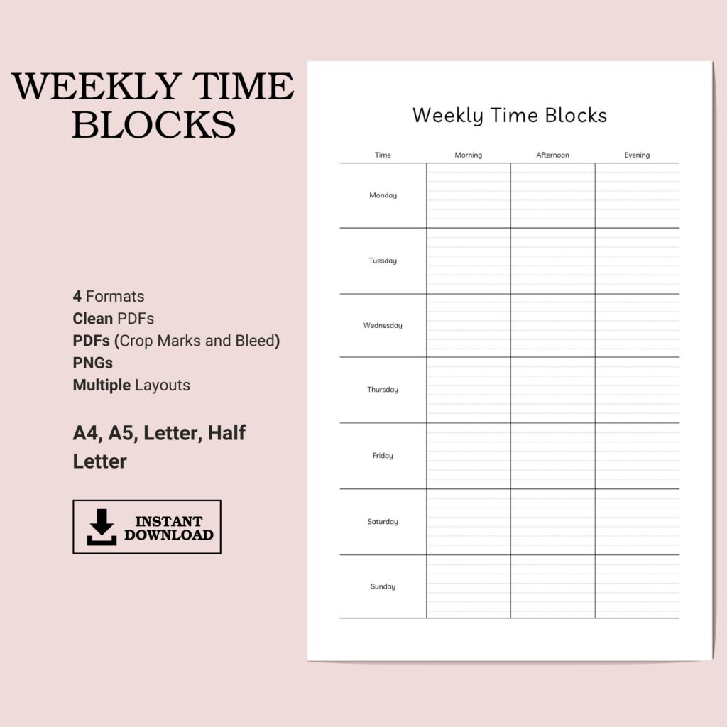 Printable Weekly Habit Tracker Inserts