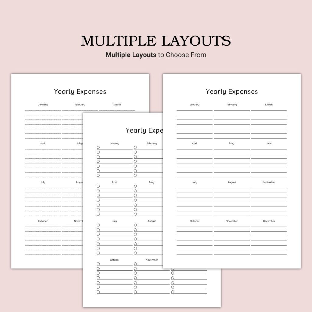 Printable Yearly Expenses Template