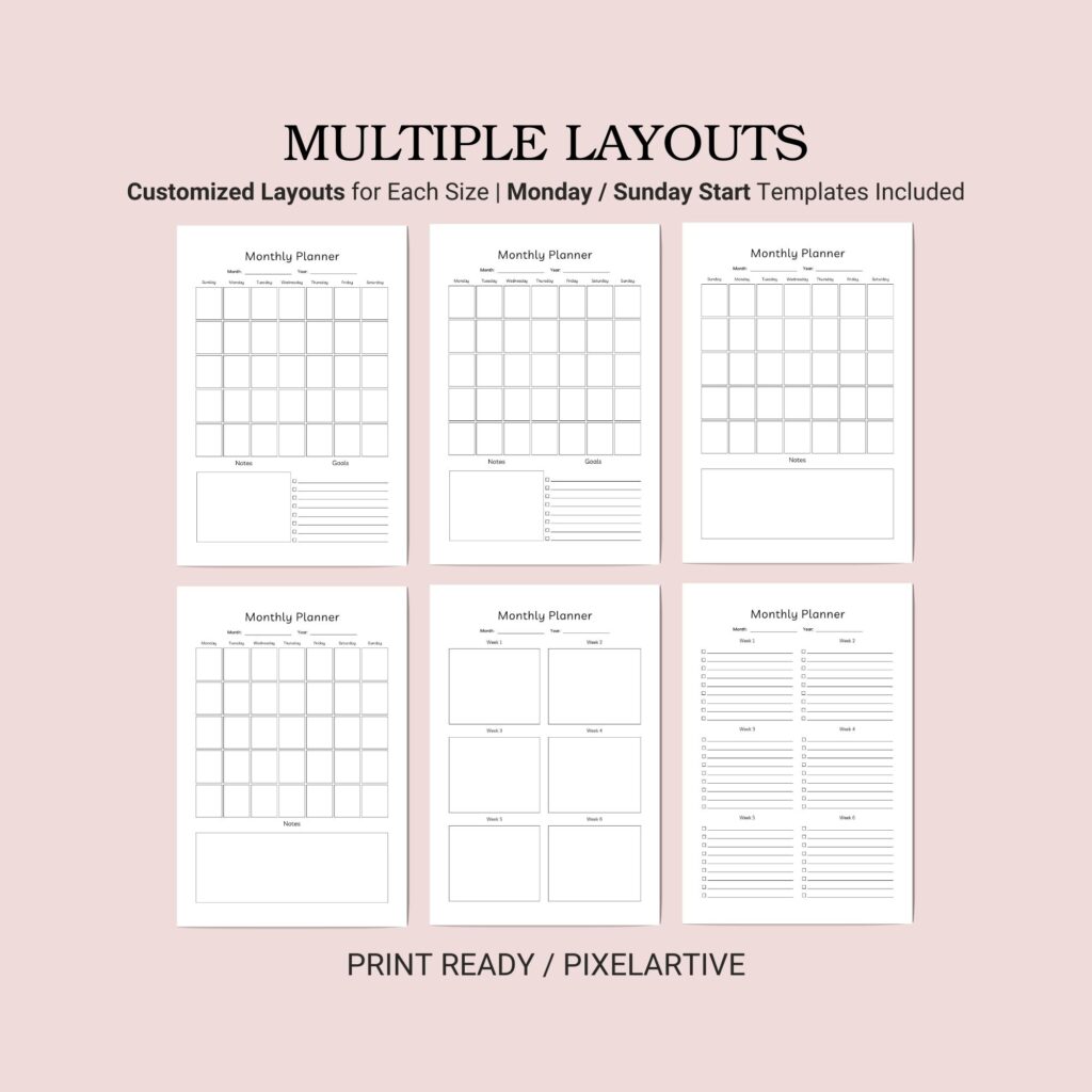 Printable Monthly Planner Inserts